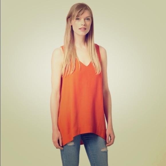 Topshop | Tops | Topshop Orange V Neck Tank Side Cut Outs | Poshmark